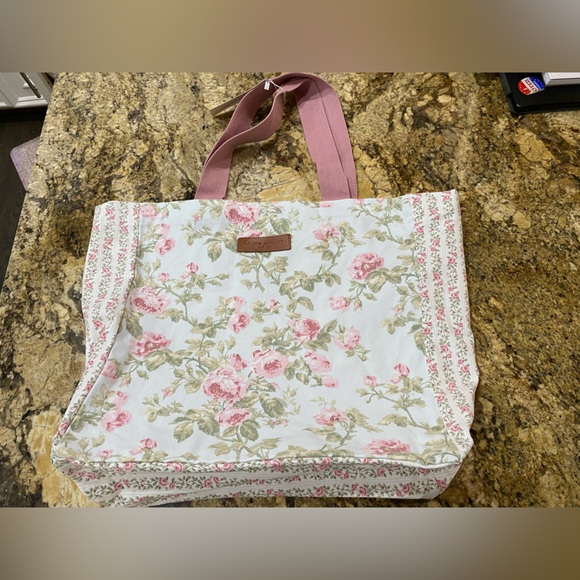 Laura Ashley | Bags | Laura Ashley Madeline Duck Canvas Market Tote ...